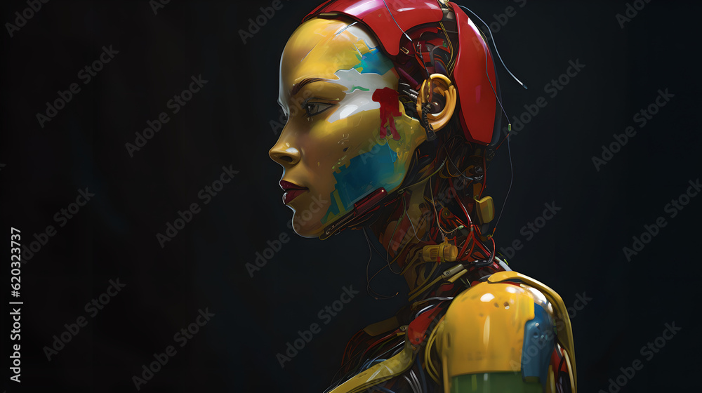 Femme Machina: An Elegant Realistic Robotic Woman Painted in Yellow ...