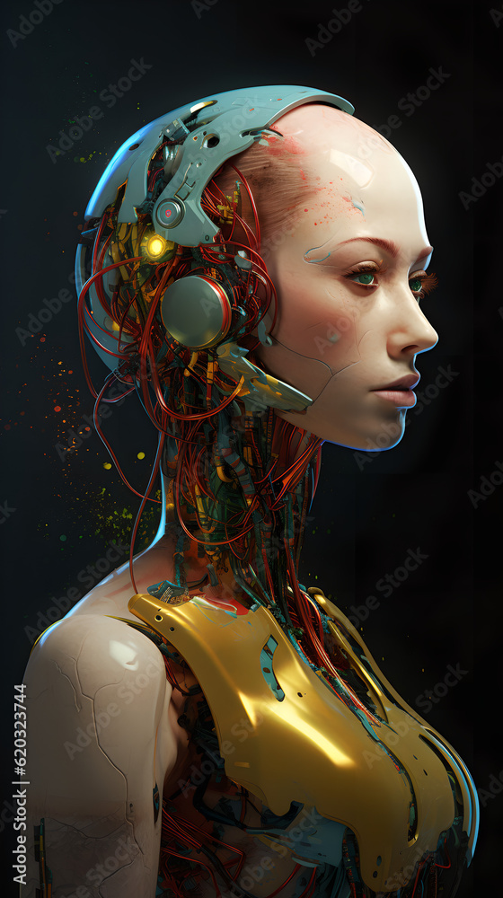Femme Machina: An Elegant Realistic Robotic Woman Painted in Yellow ...