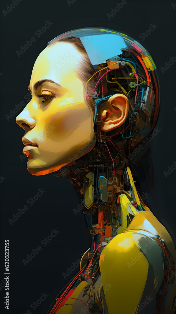 Femme Machina: An Elegant Realistic Robotic Woman Painted in Yellow ...