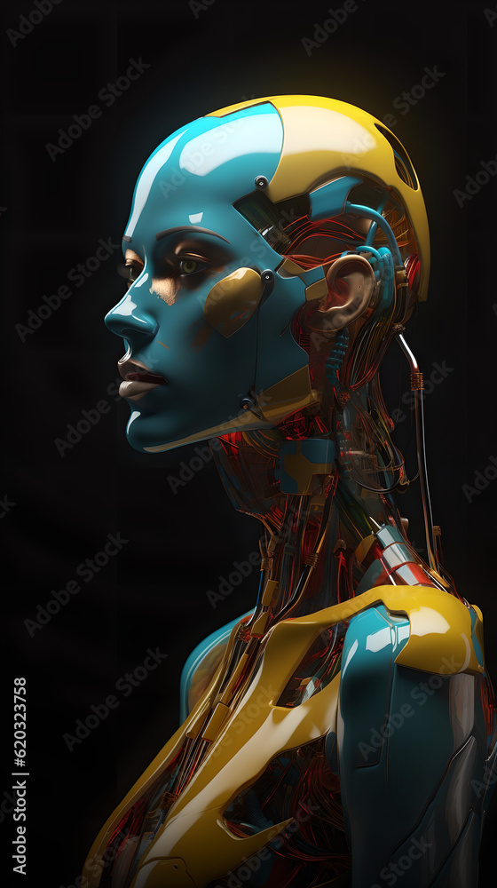 Femme Machina: An Elegant Realistic Robotic Woman Painted in Yellow ...