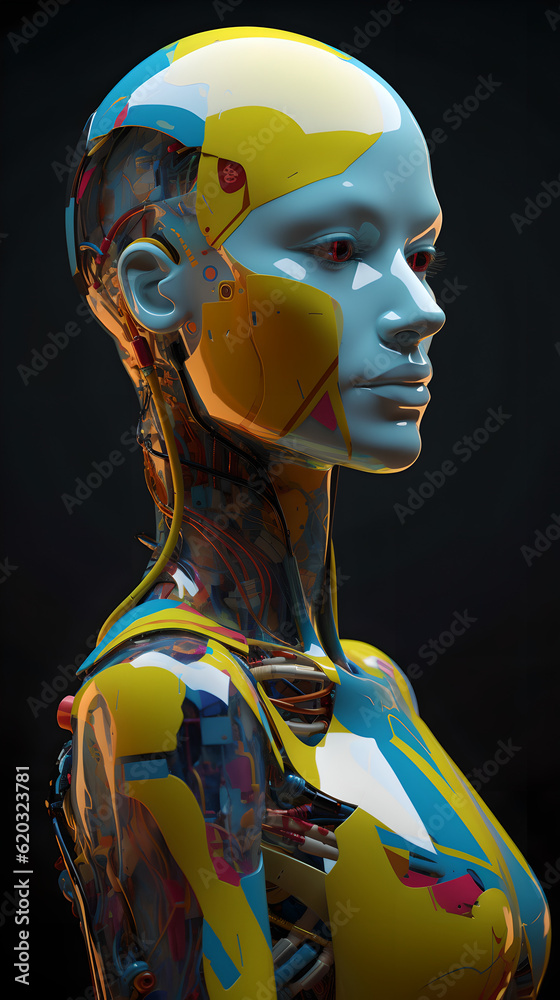 Femme Machina: An Elegant Realistic Robotic Woman Painted in Yellow ...