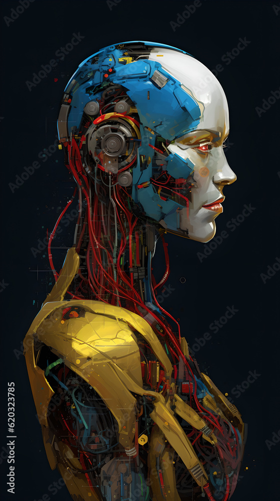 Femme Machina: An Elegant Realistic Robotic Woman Painted in Yellow ...