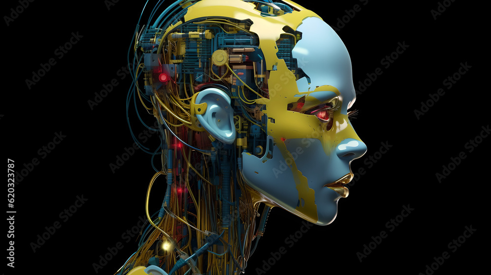 Femme Machina: An Elegant Realistic Robotic Woman Painted in Yellow ...