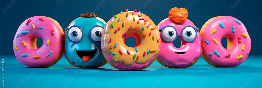 Banner with cute donuts. Generative AI. Back to school. Cute kids ...
