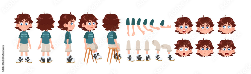 Boy for animation set. Child with different parts of body and face ...