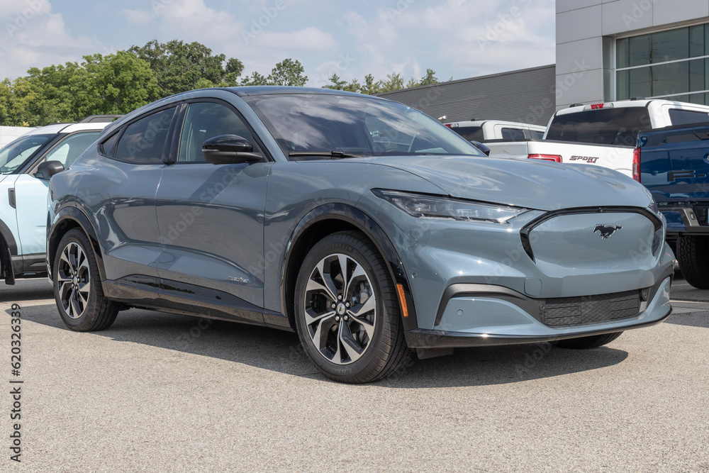 Ford Mach-E Mustang SUV display. The Mustang Mach-E is Ford's first all ...