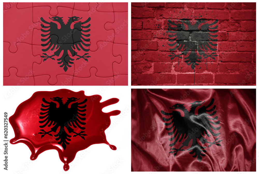 national colorful realistic flag of albania in different styles and ...