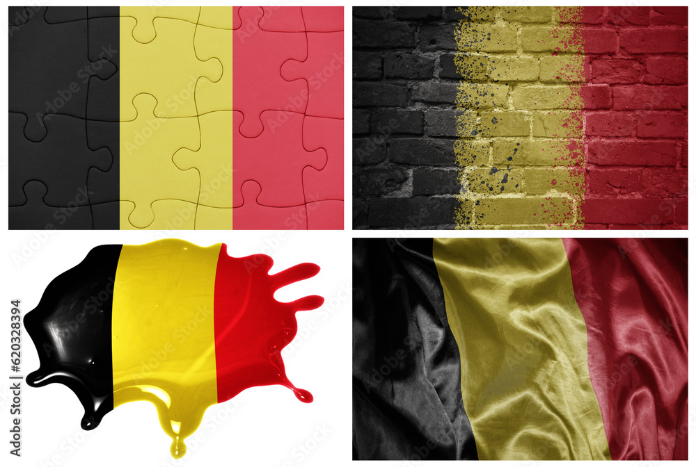 national colorful realistic flag of belgium in different styles and ...