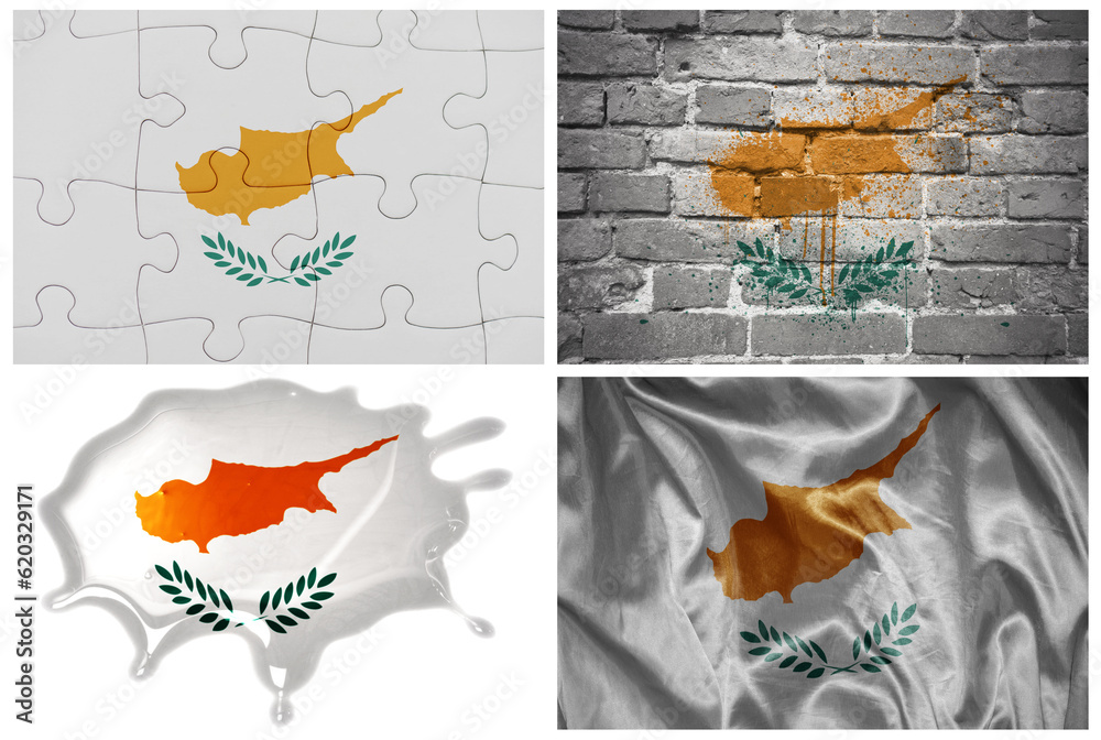 national colorful realistic flag of cyprus in different styles and with ...