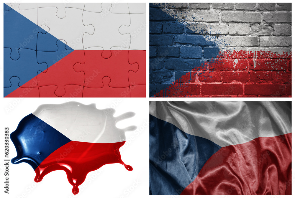 national colorful realistic flag of czech republic in different styles ...