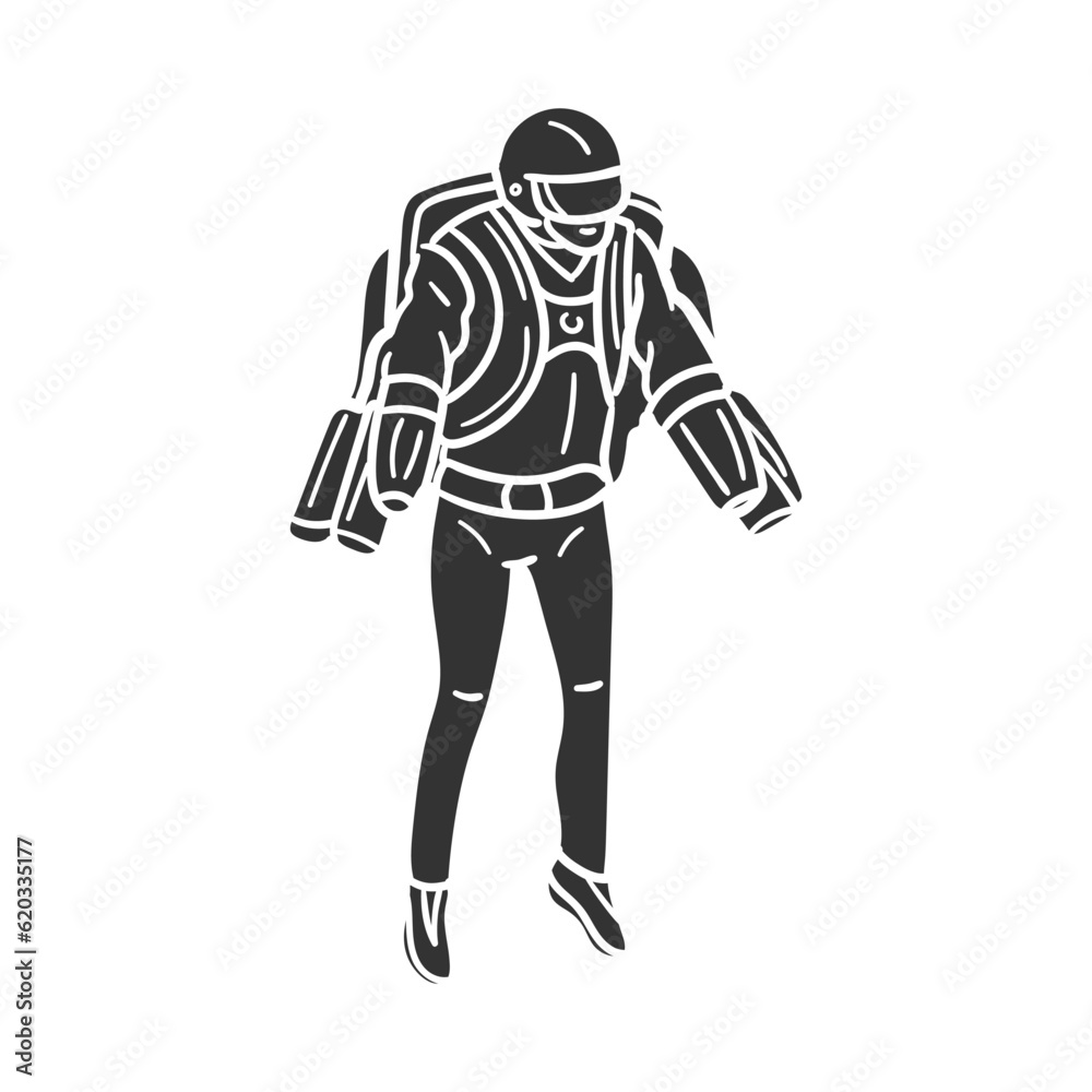 Vetor de Flying Suit Icon Silhouette Illustration. Future Tecnology ...