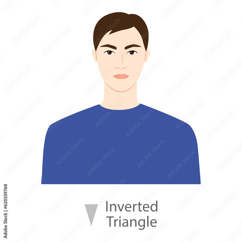 Men face inverted triangle shape type with text diagram. Male Vector ...