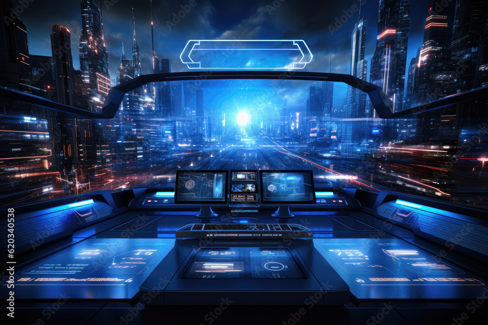 Futuristic technology background with a digital HUD interface ...