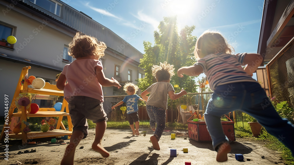 Photo & Art Print Exploring the Joyful Play of Kids in the Sun ...