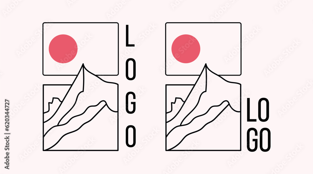 logo in line art style, for oriental culture. Nature logo. Oriental ...