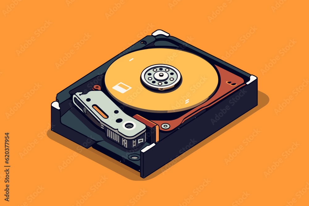 Hand-drawn cartoon Hard drive flat art Illustrations in minimalist ...