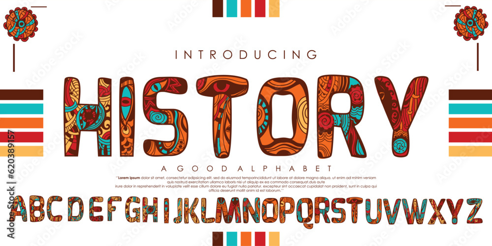 AFRICAN culture font with a Tribal African ethnic seamless pattern is ...