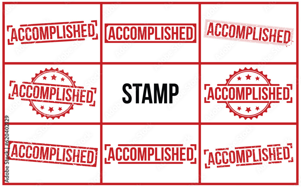 Accomplished stamp red rubber stamp on white background. Accomplished ...