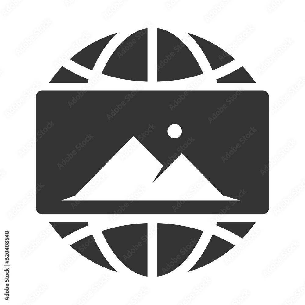 Vector illustration of global view icon in dark color and transparent ...