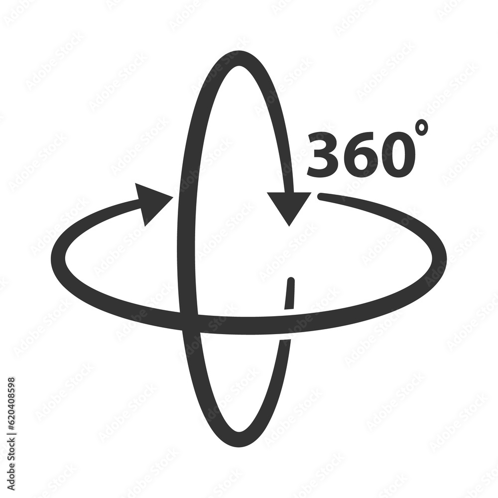Vector illustration of 360 degree view icon in dark color and ...