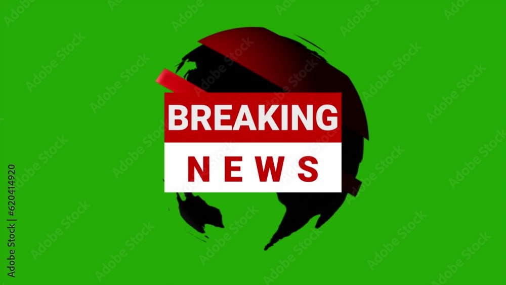 Live Breaking News. Lower Third graphic for titles. Green screen chroma ...