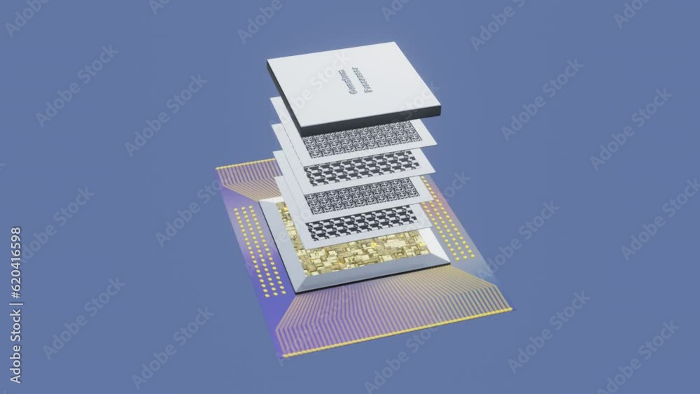 Quantum processor concept with quantum qubits circuit boards in layers ...