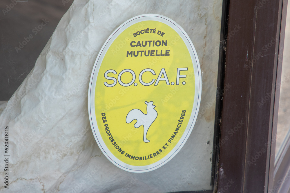 socaf logo sign and text brand on facade windows front of office real ...