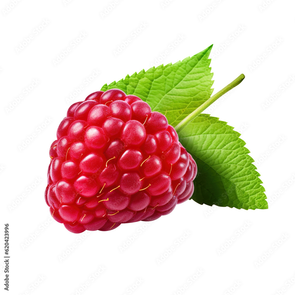 Ripe red raspberry with leaf isolated PNG Transparent background ...