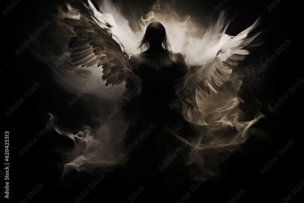 Religion, fantasy, fashion, good and evil concept. Abstract and surreal ...