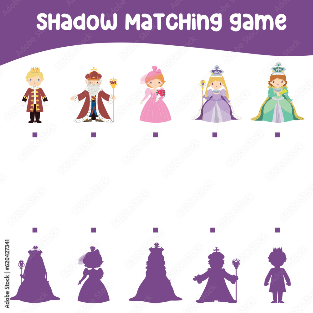 Vetor de Matching shadows game for kids with medieval kingdom theme ...