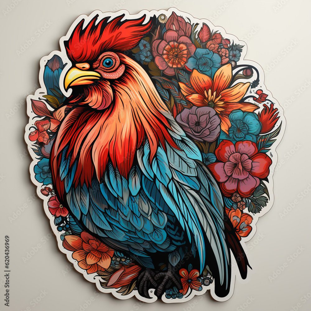 cute chicken Sticker Stock Illustration | Adobe Stock