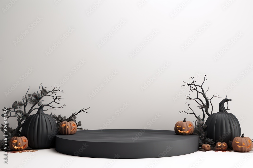 Eerie halloween style podium on white background mysterious spooky ...
