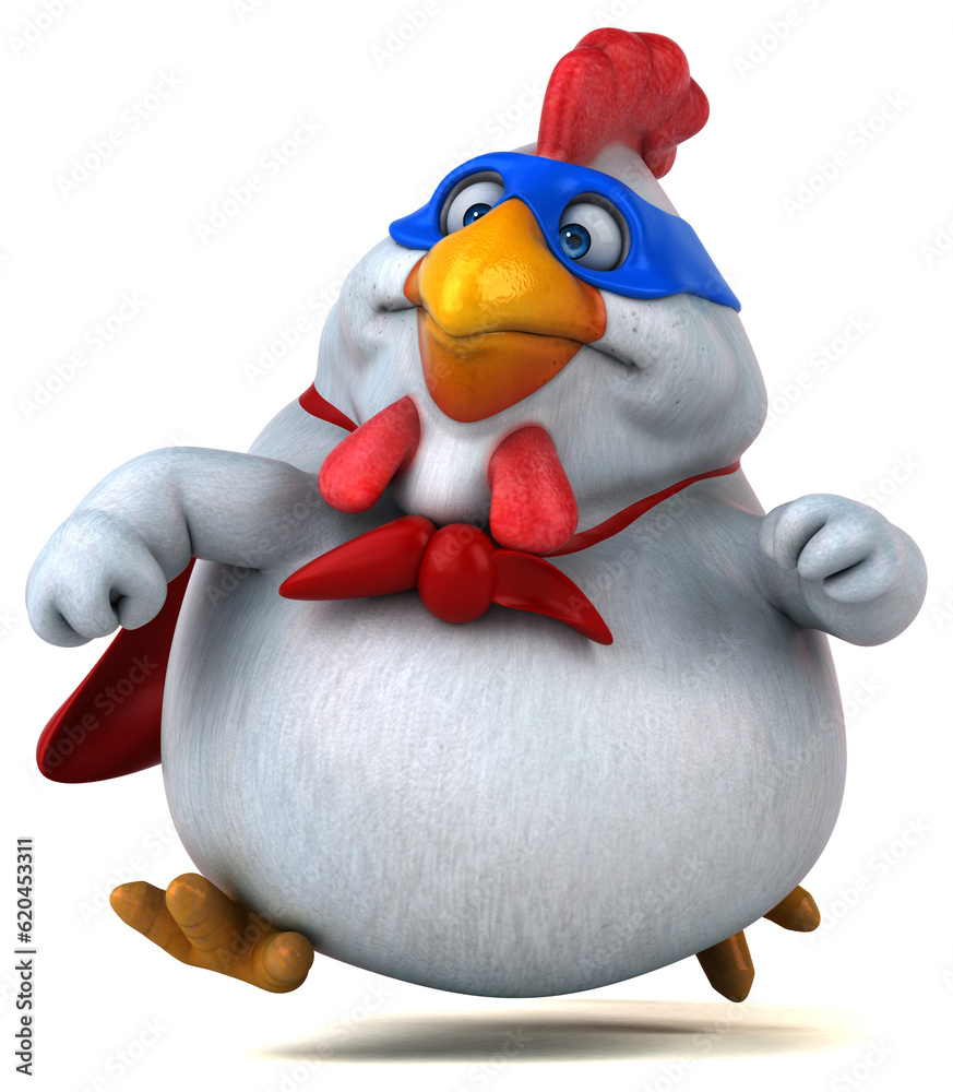 Fun 3D cartoon illustration of a chicken superhero Stock Illustration ...