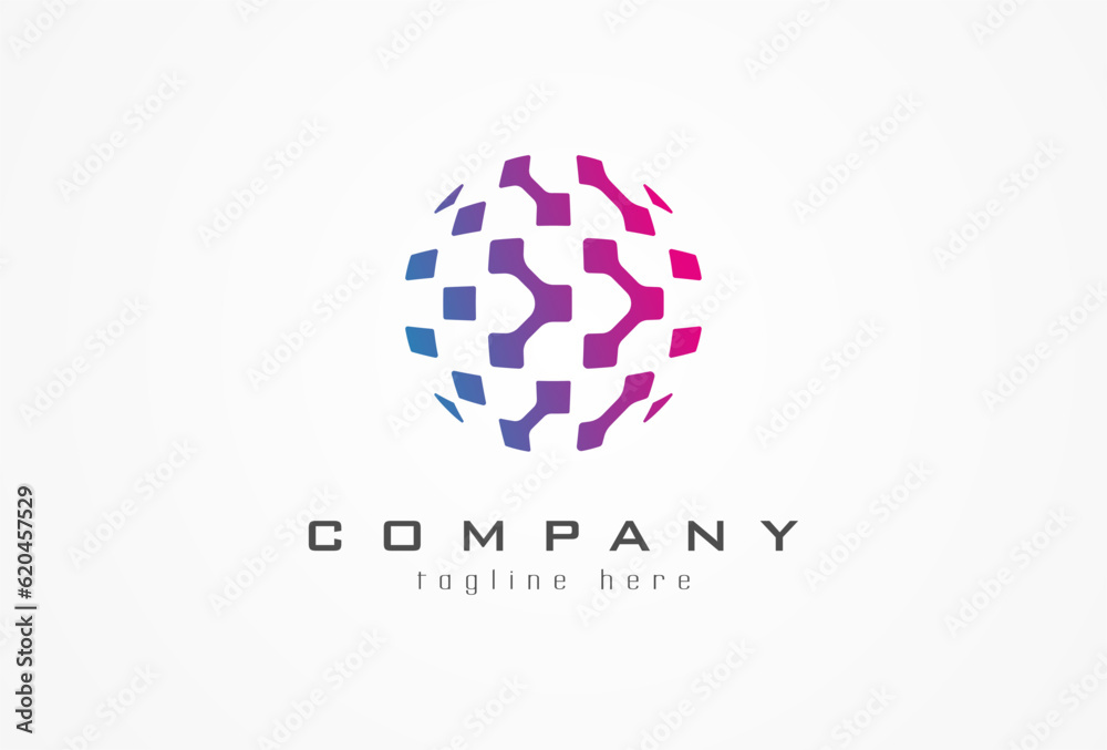 Circle Globe Tech Logo, Blue Purple Gradient globe shape from Connected ...