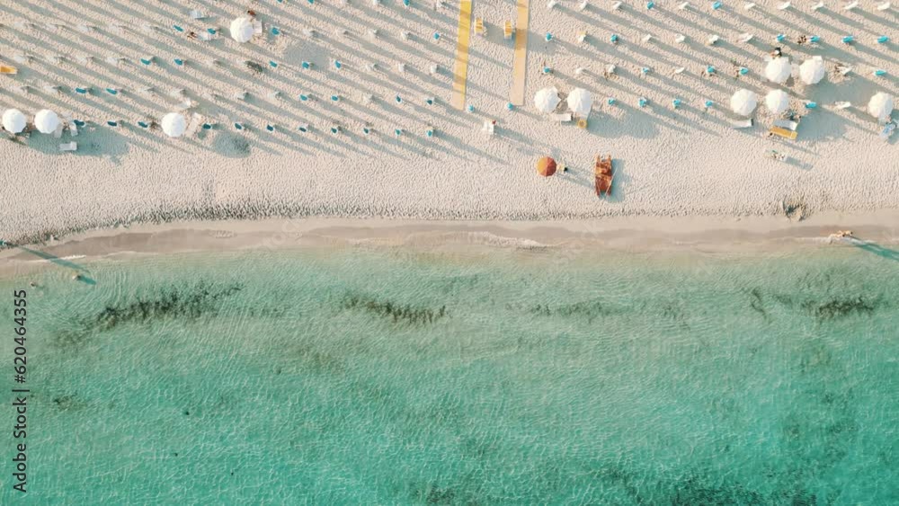 Vista aerea top-down della spiaggia in estate al tramonto con gli ...