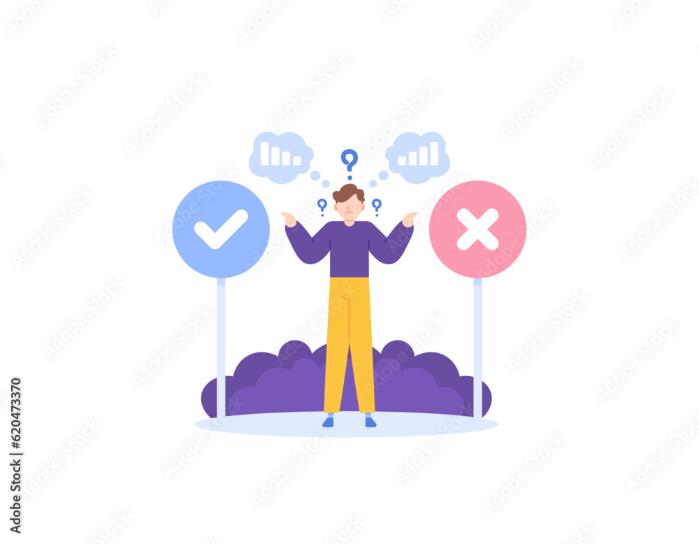 Vetor de determine whether to choose yes or no. choice and risk. a ... Vetor de determine whether to choose yes or no. choice and risk. a ...