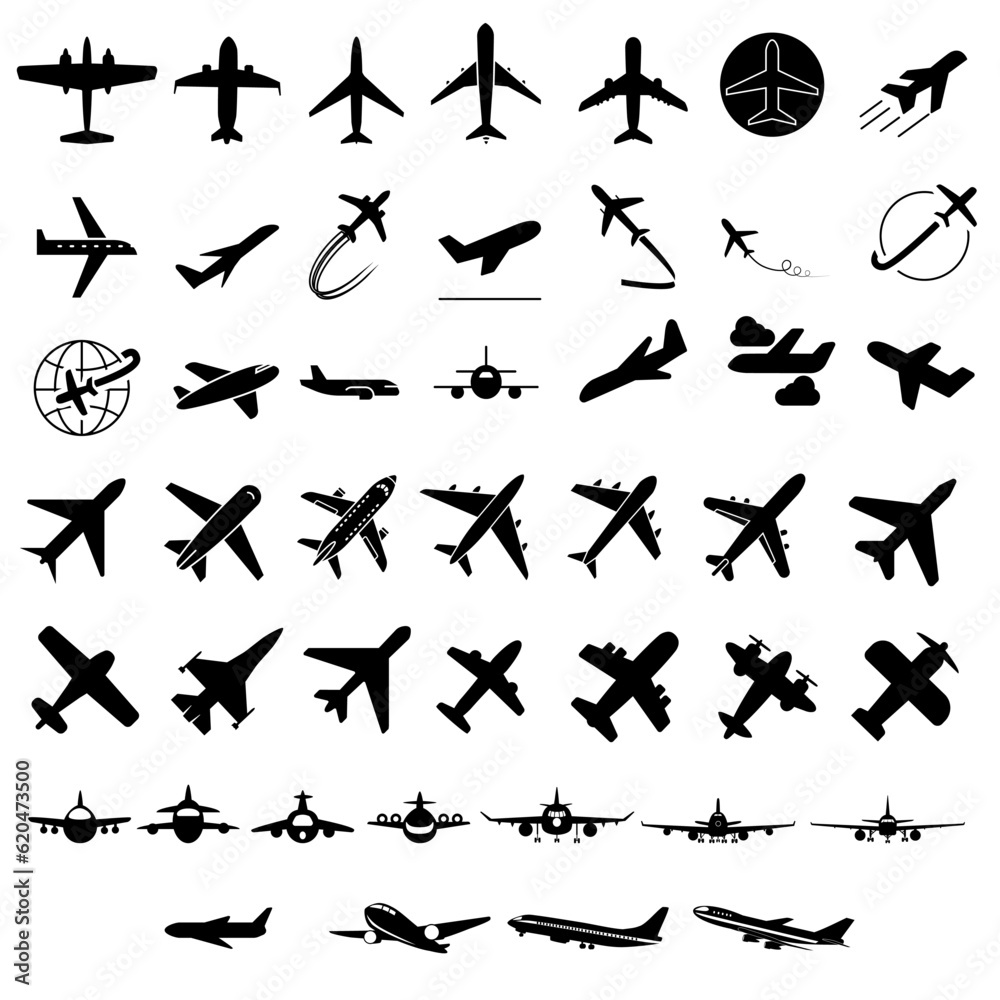 Aircraft icon vector set. airplane illustration sign collection. plane ...