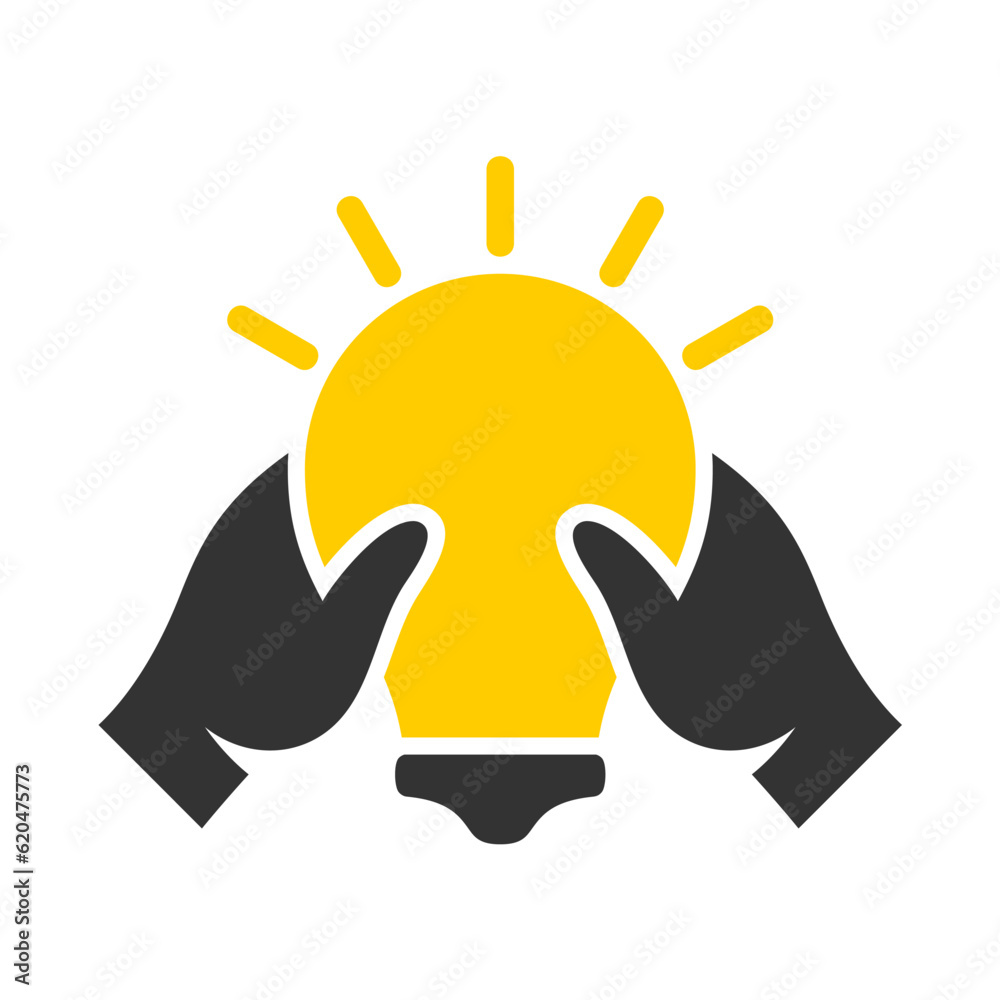 hand holding lightbulb icon isolated on transparent background ...