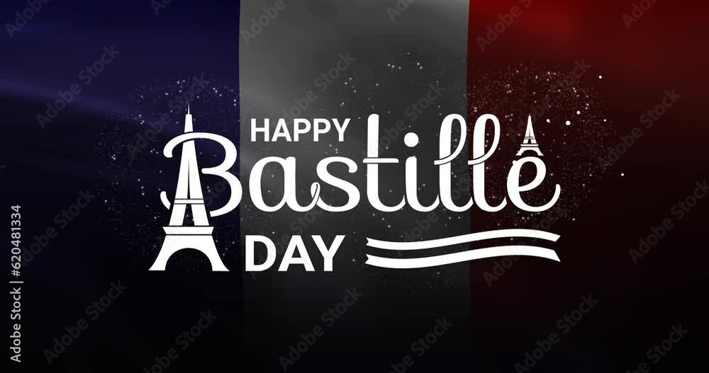 Happy Bastille Day Lettering Text Animation. Handwritten text animated ...