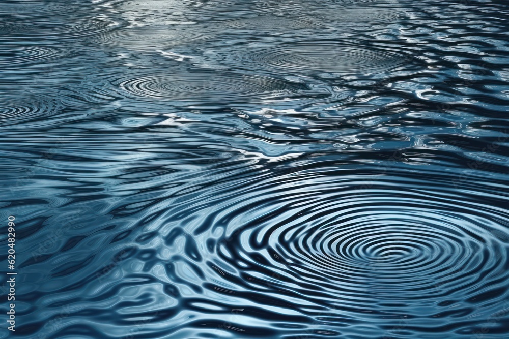 Intricate patterns formed by water ripples in a serene pool or pond, showcasing the beauty and ...