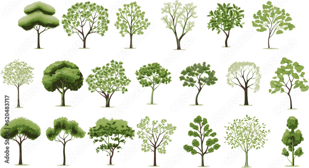 tree set graphic clipart design white background. Stock Vector | Adobe ...