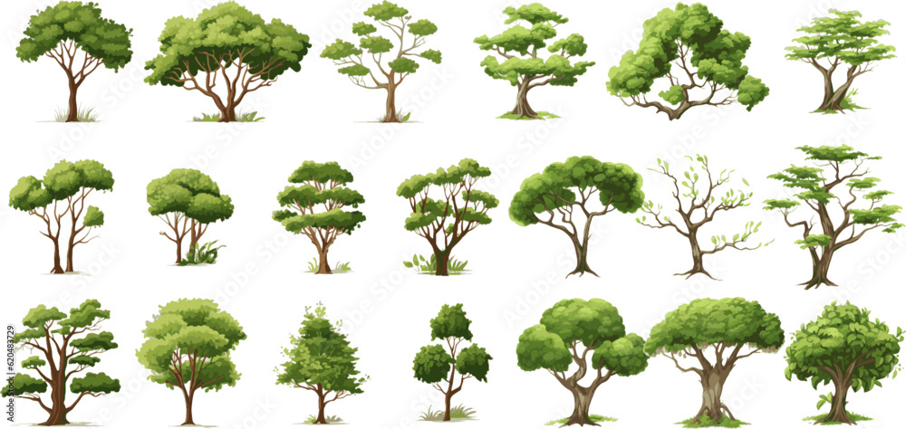tree set graphic clipart design white background. Stock Vector | Adobe ...