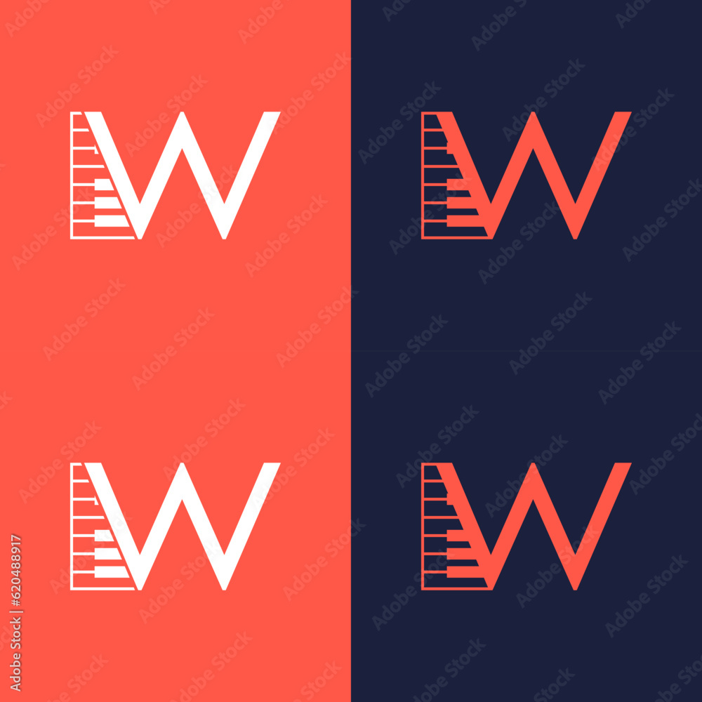 An illustration of the letter "W" in the shape of a musical note melody ...