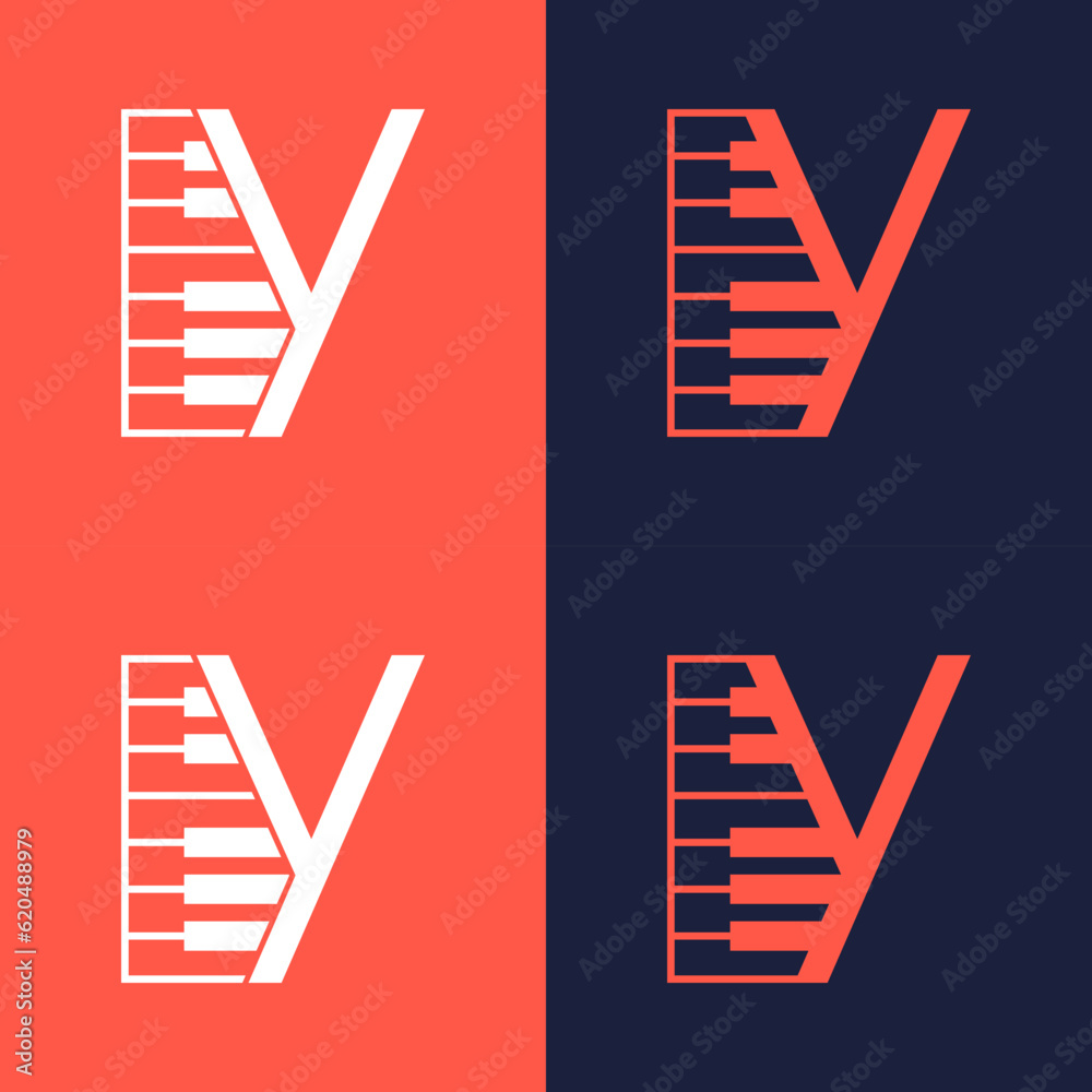 An illustration of the letter "Y" in the shape of a musical note melody ...