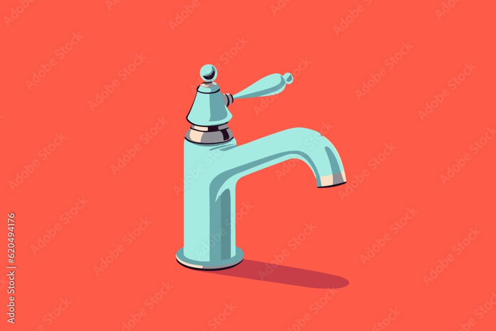 Hand-drawn cartoon Water faucet flat art Illustrations in minimalist ...