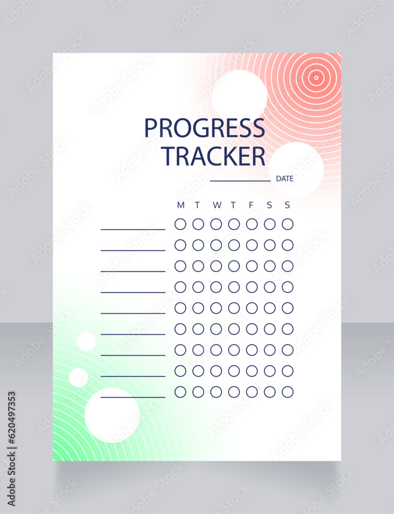 Progress tracker worksheet design template. Printable goal setting ...