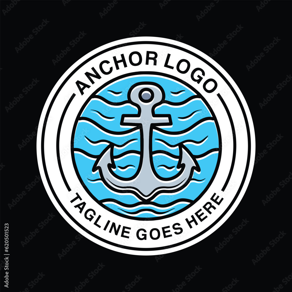 Premium Anchor Logo Design Emblem Vector illustration Circle badge ...