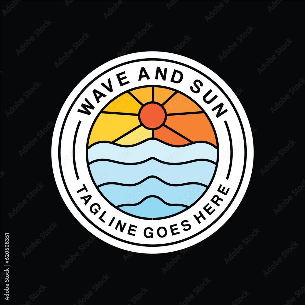 Premium Sea Ocean Logo Design Emblem Vector illustration Summer Beach ...