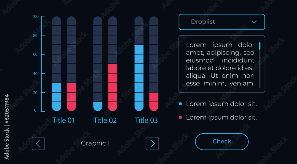 Diagram with arrows UI element template. Editable isolated vector dashboard component. Flat user ...