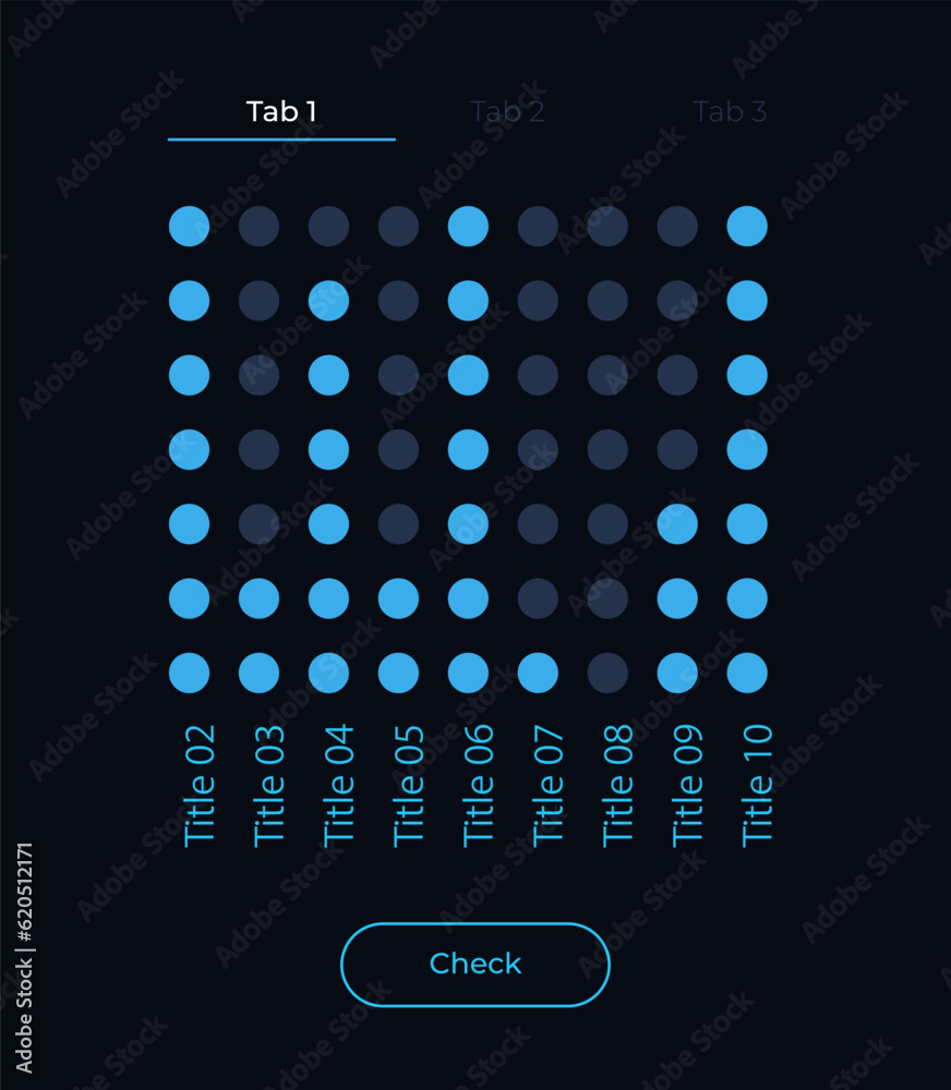 Vertical dot chart UI element template. Editable isolated vector dashboard component. Flat user ...